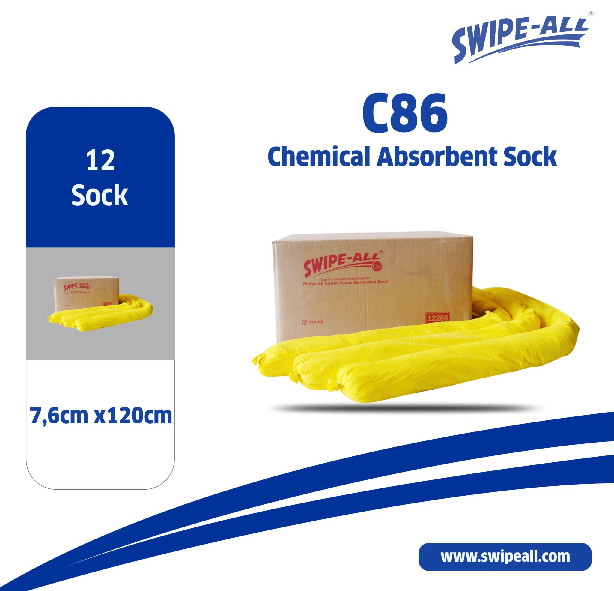 Swipe All C86 Chemical Absorbent Socks - SWIPE ALL